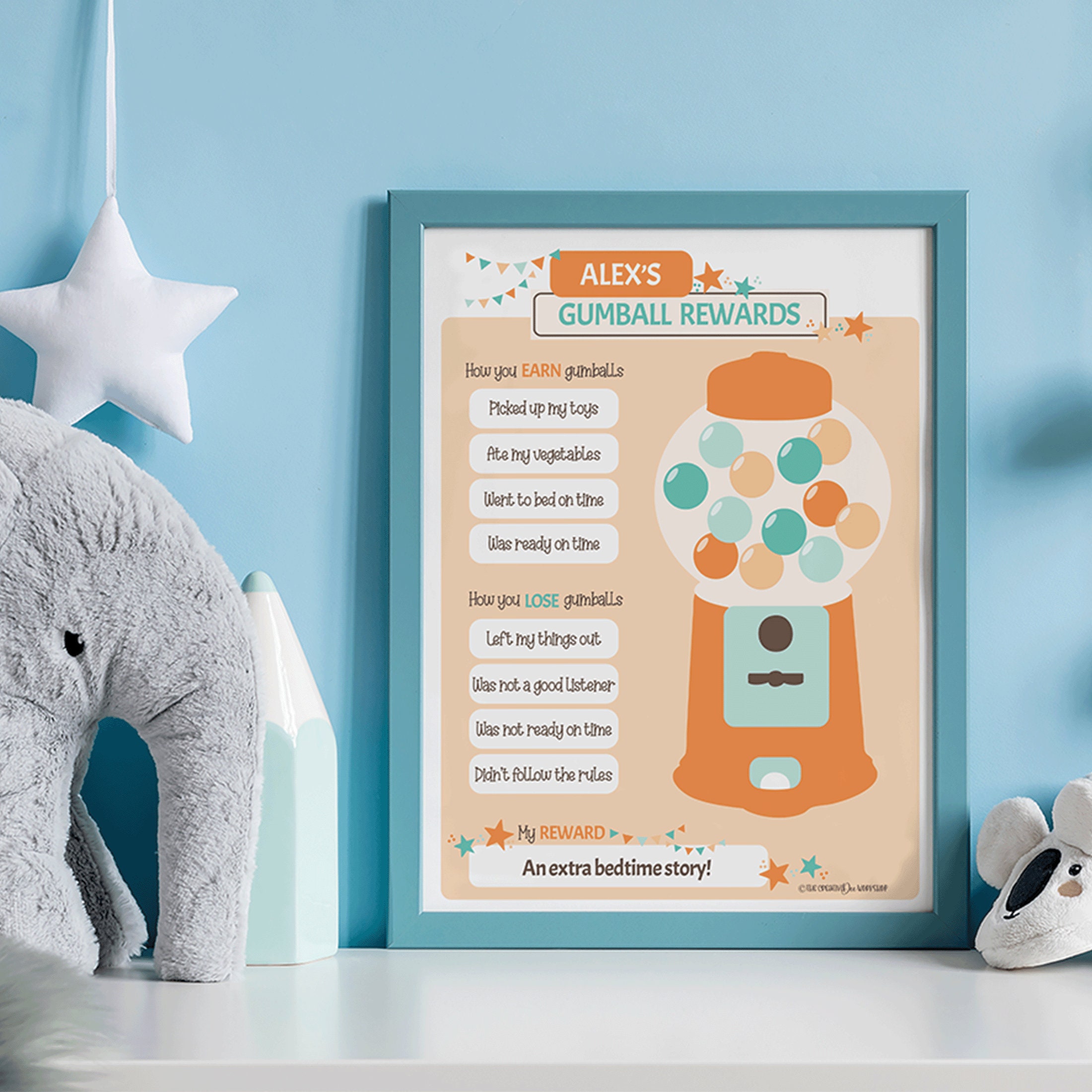 Printable Children's Gumball Reward Chart, Editable, Personalizable ...