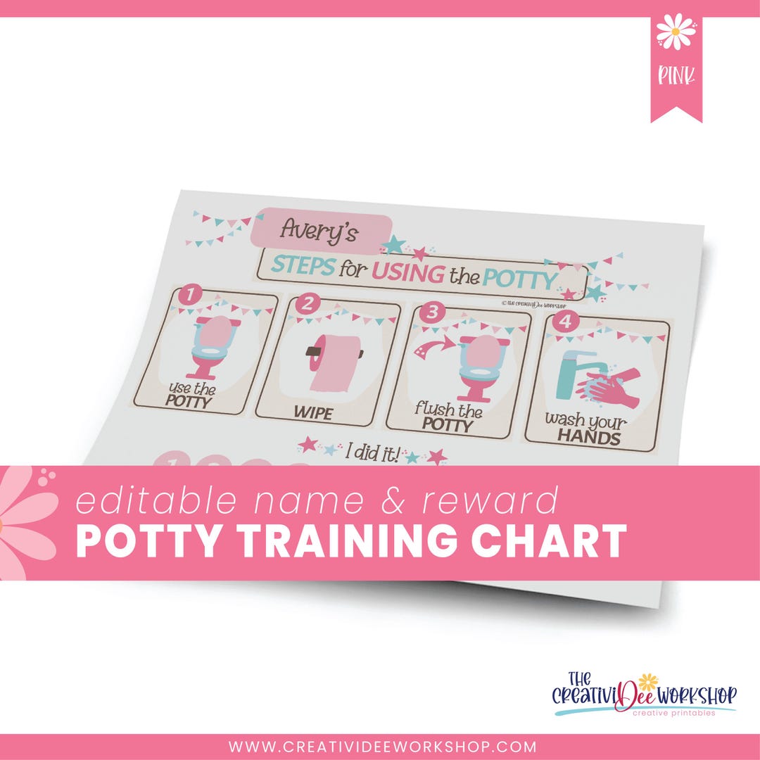 Printable Potty Training Chart, Editable Name and Reward, Pink Toddler ...