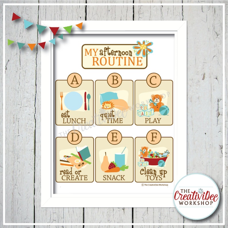 Printable Afternoon Routine Chart for Children Orange - Etsy