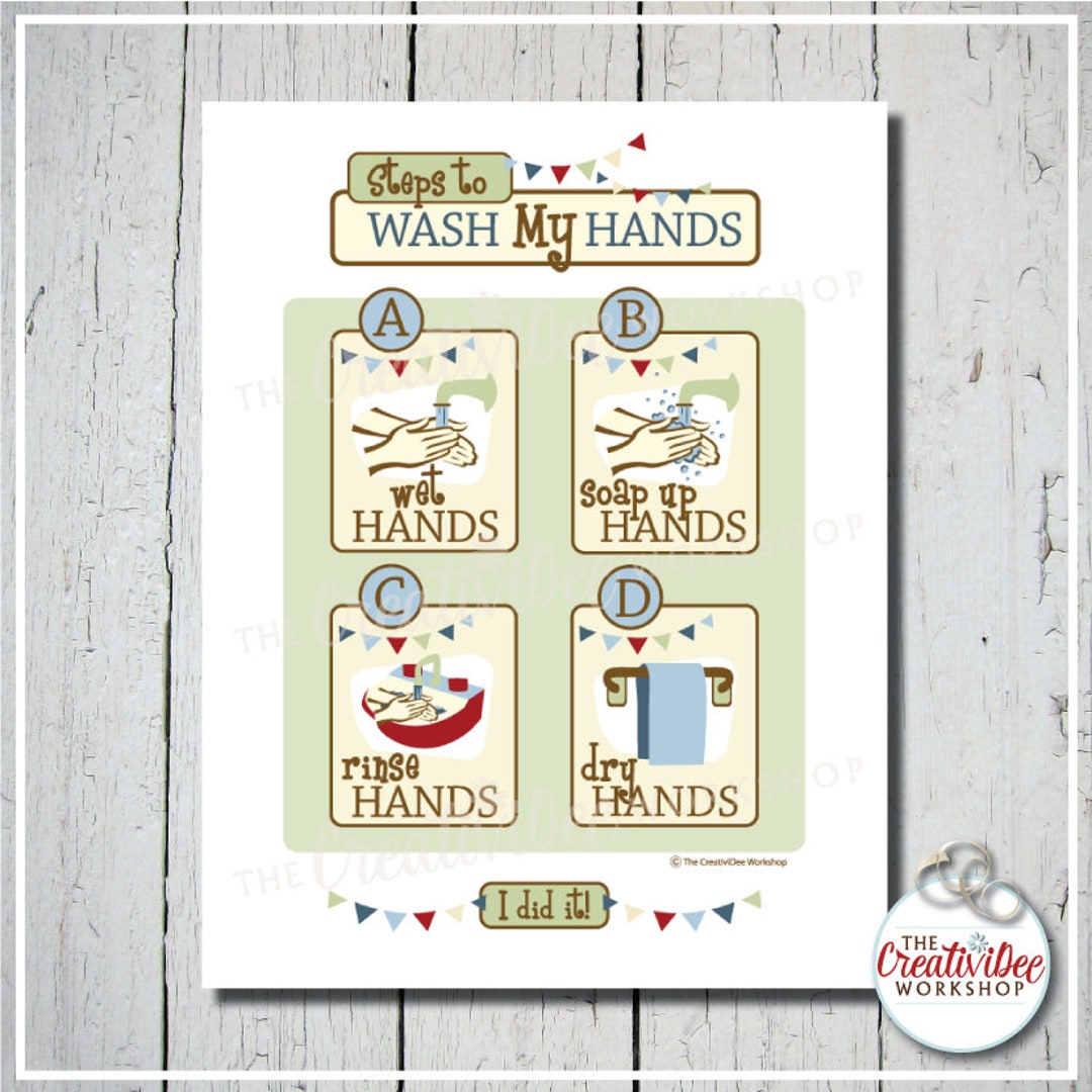 Wash My Hands Chart | Blue | Children's Charts | Classroom Chart ...
