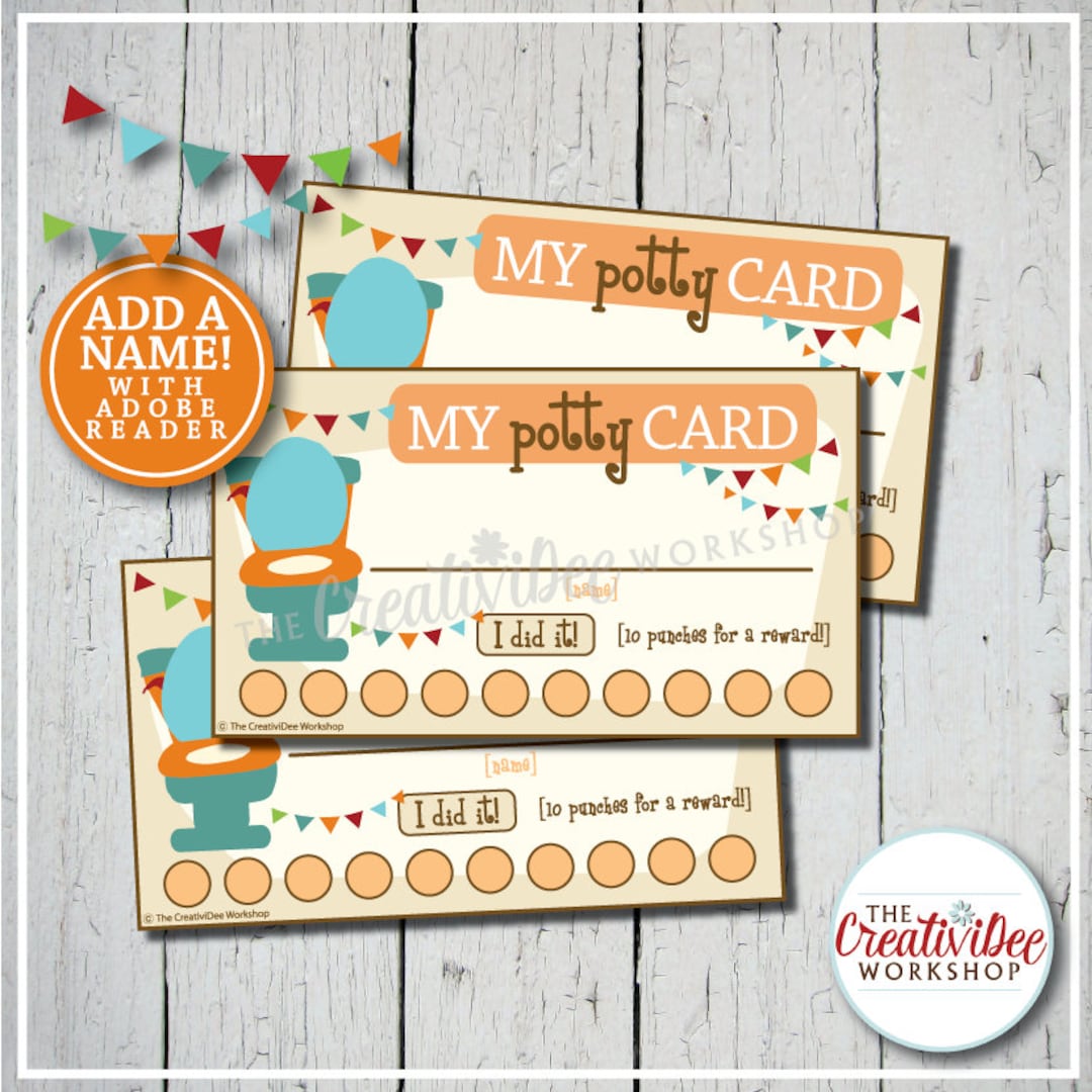 Potty Training Punch Cards | Editable Punch Cards | Orange | Potty ...