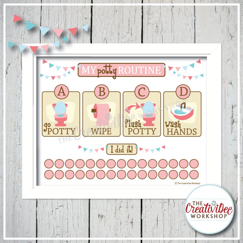 Printable Potty Training Chart, Pink | Digital Download, You Print - Etsy