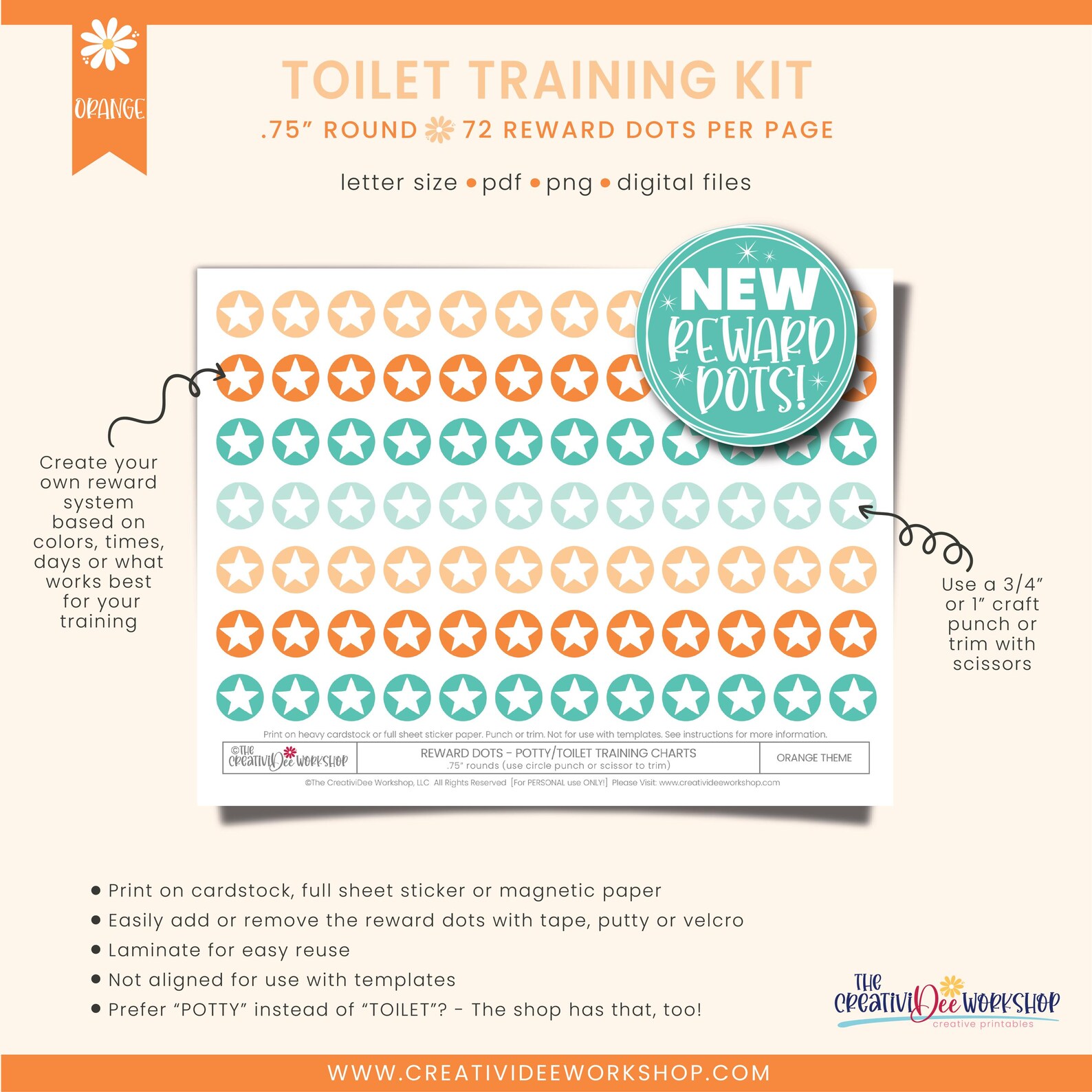 TOILET Training Chart for Kids, Printable Orange Toddler Routine Chart ...