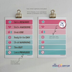 Printable Behavior Chart, Editable, Pink Theme, Children's Learning ...