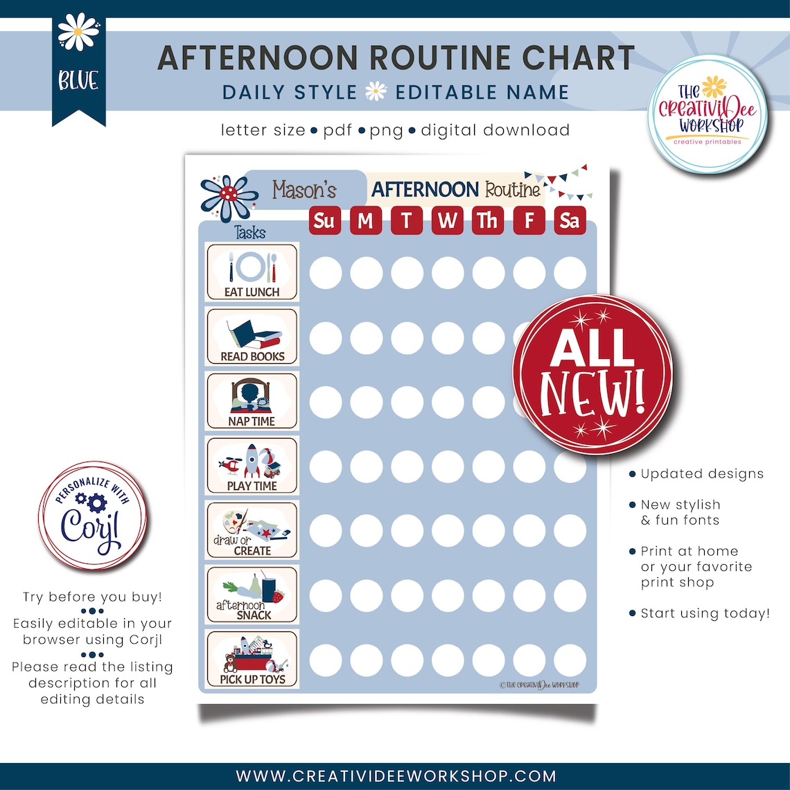 Printable Afternoon Routine Chart for Children With Editable Name - Kid ...