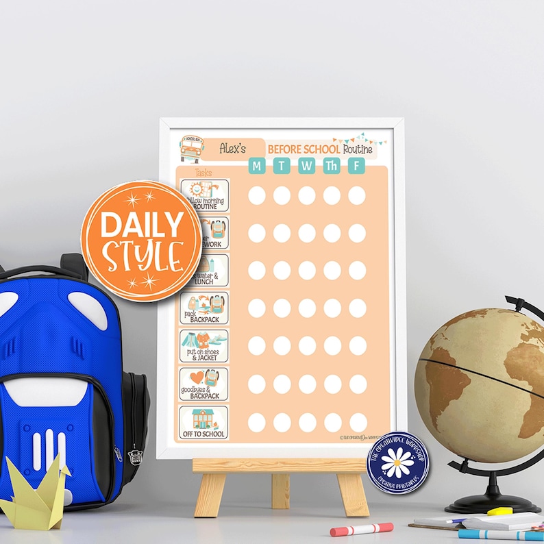 Children's Printable Before School Daily Routine Chart With Editable ...
