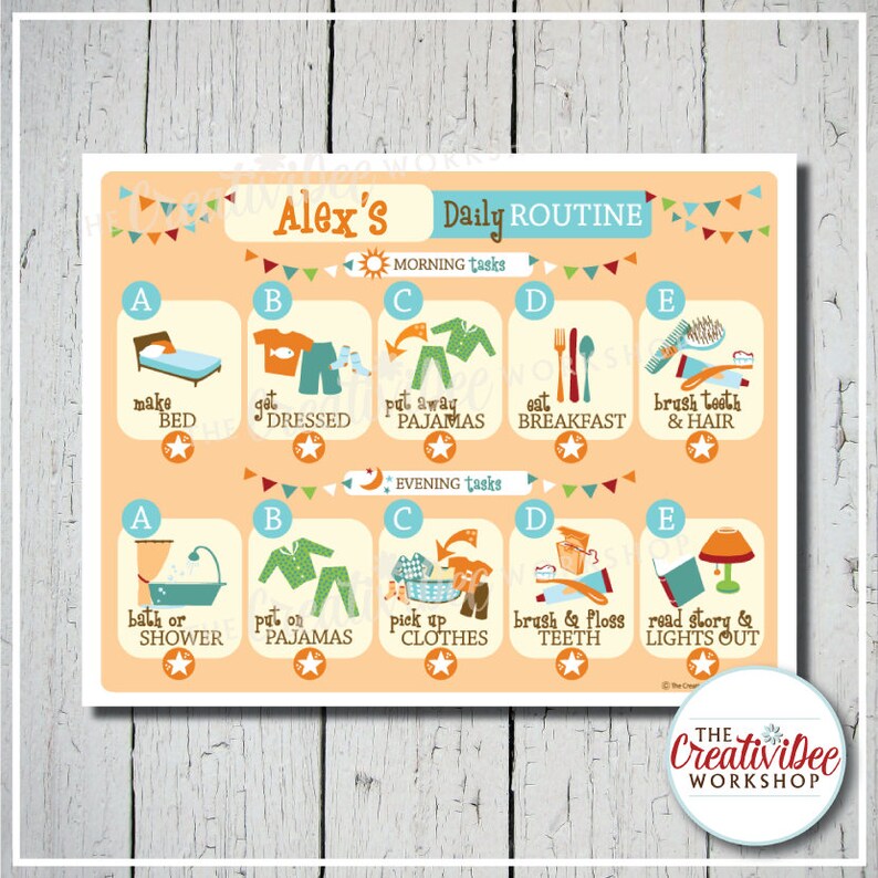 Printable Daily Routine Chart Morning and Evening Chores - Etsy
