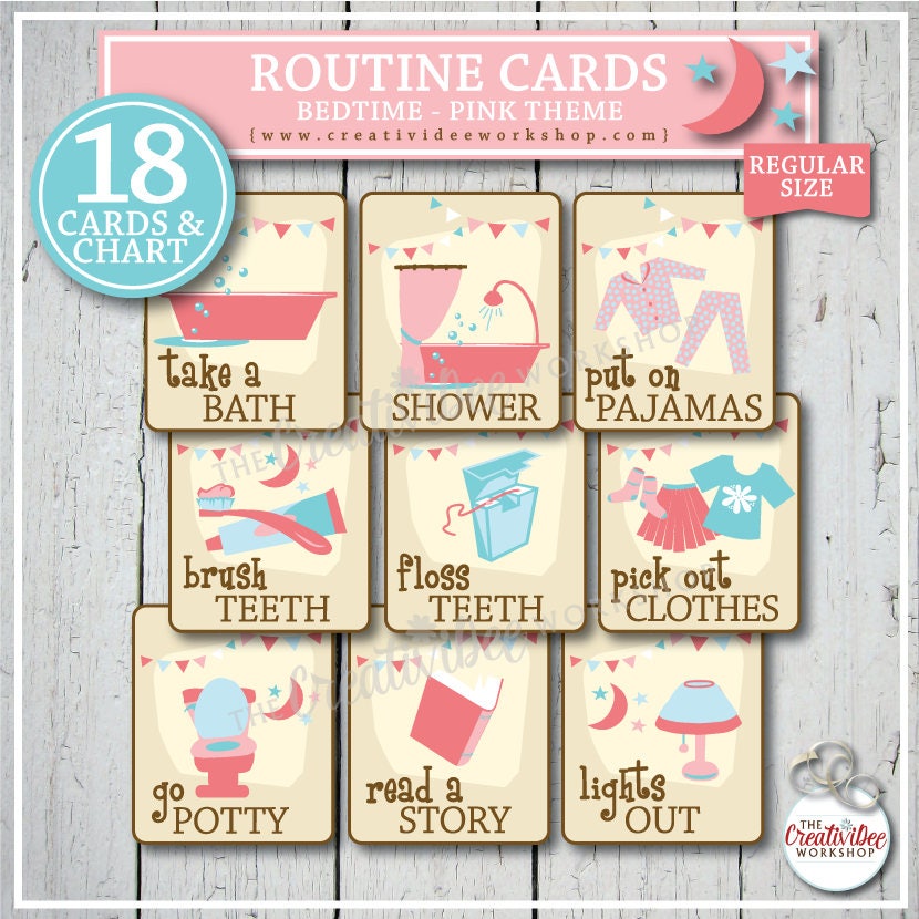 Bedtime Routine Cards for Children | Etsy
