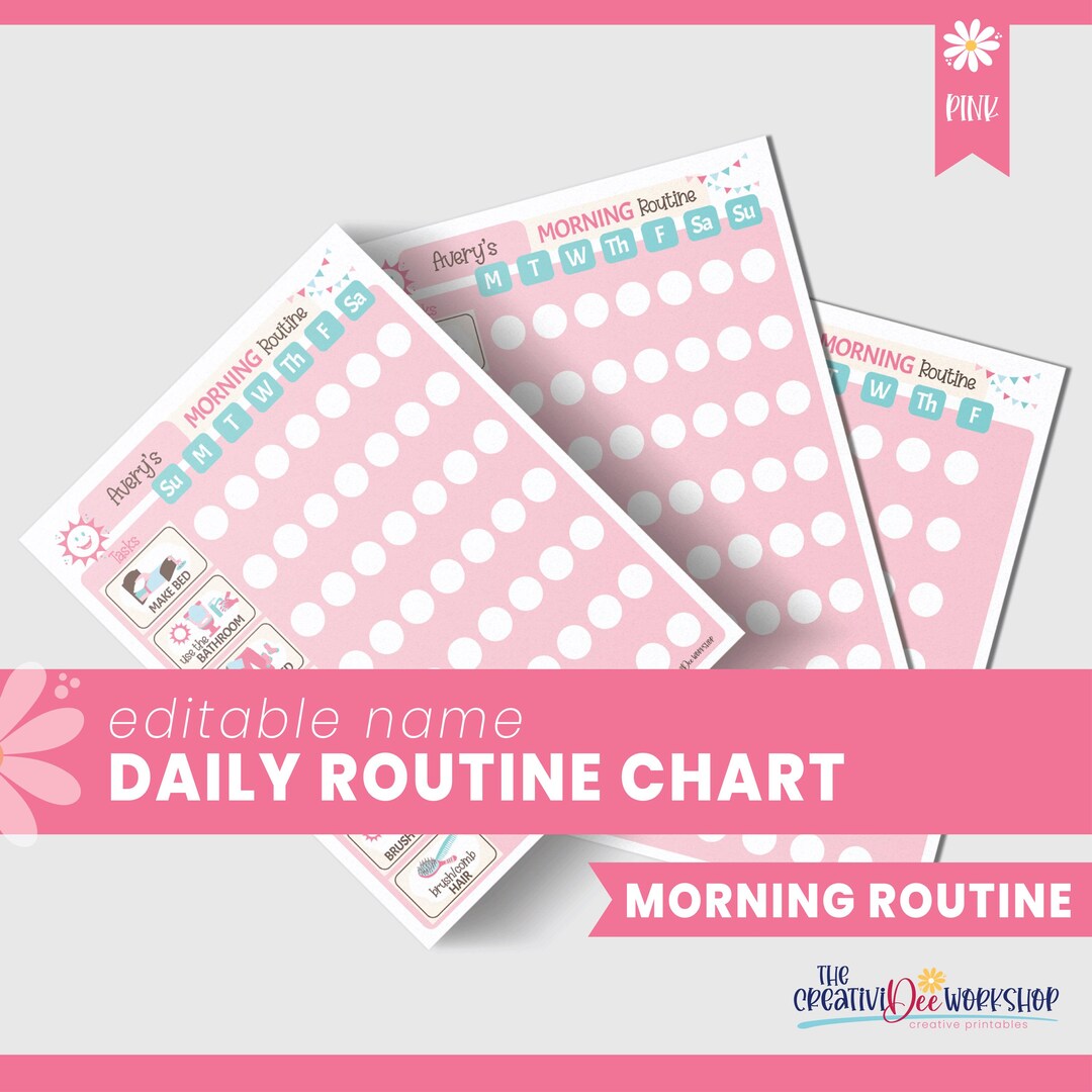 Printable Morning Routine Chart for Children - Kid's Daily Schedule ...