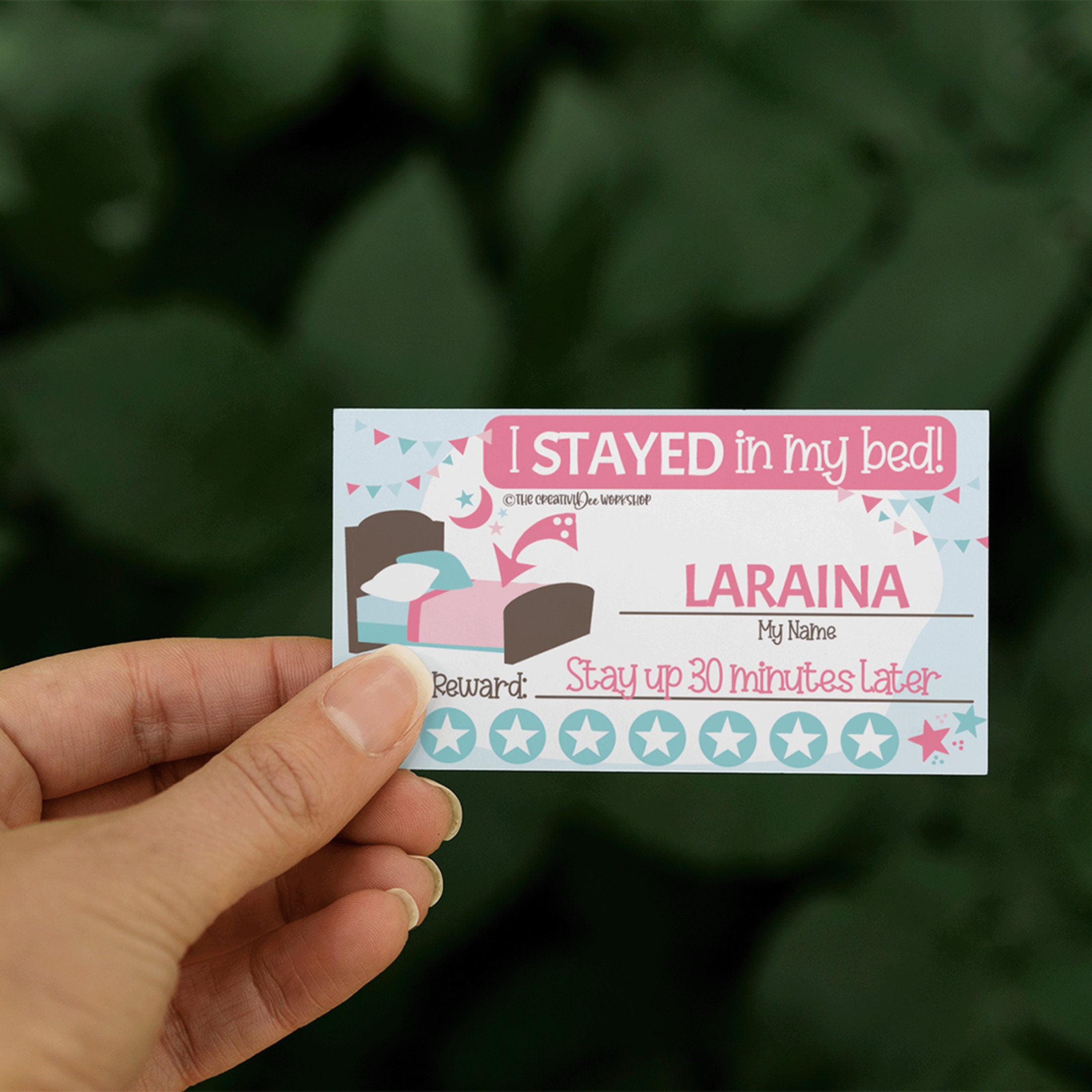 Printable Stayed in My Bed Punch Card for Children, Bedtime Incentive ...