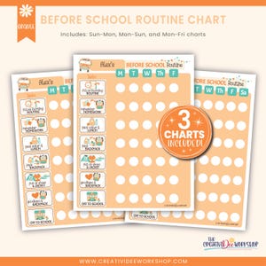 Children's Printable Before School Daily Routine Chart With Editable ...