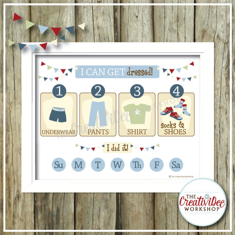 Getting Dressed Chart Steps to Get Dressed Blue Chart - Etsy