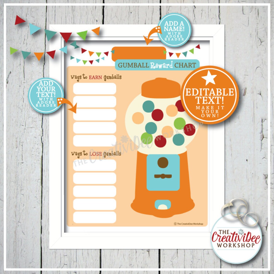 Orange Gumball Reward Chart | Printable Children's Chore Chart (PDF) - Etsy