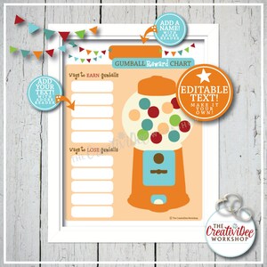 REWARD CHART | Gumball Reward Chart | Bubblegum Reward Chart | Children ...