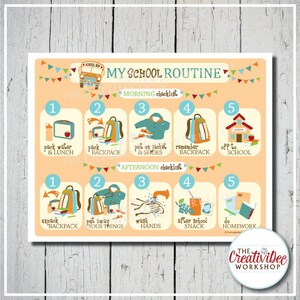 School Routine Chart | Kids Daily Checklist (digital Download) - Etsy