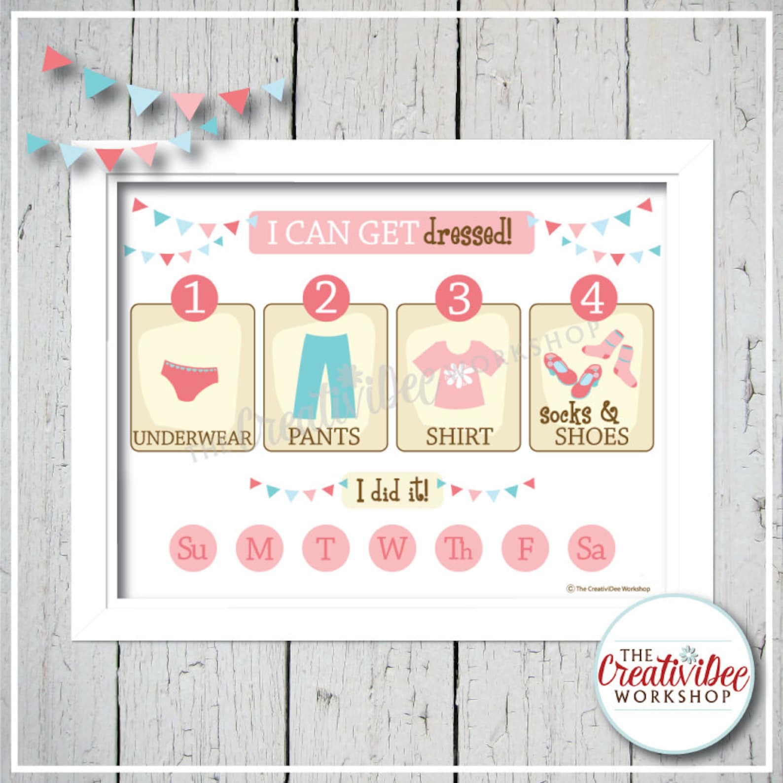 Getting Dressed Chart Steps to Get Dressed Children's Chart Pink Get ...