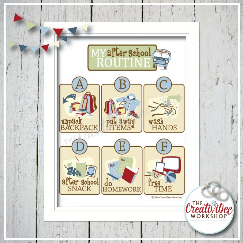 After School Printable Routine Chart for Children Blue - Etsy
