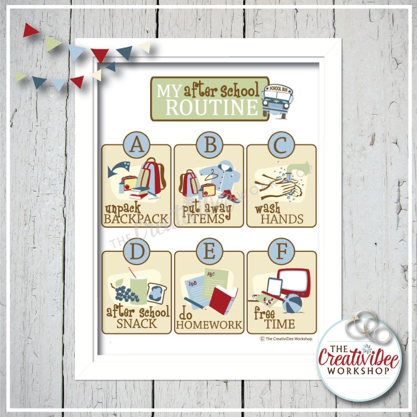 After School Printable Routine Chart for Children Blue | Etsy