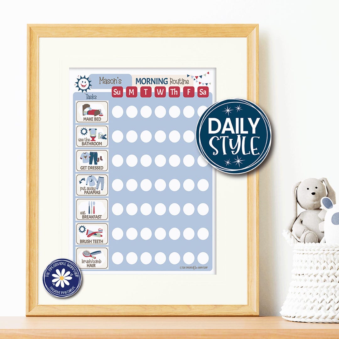 Morning Routine Chart for Children With Editable Name - Kid's Printable ...