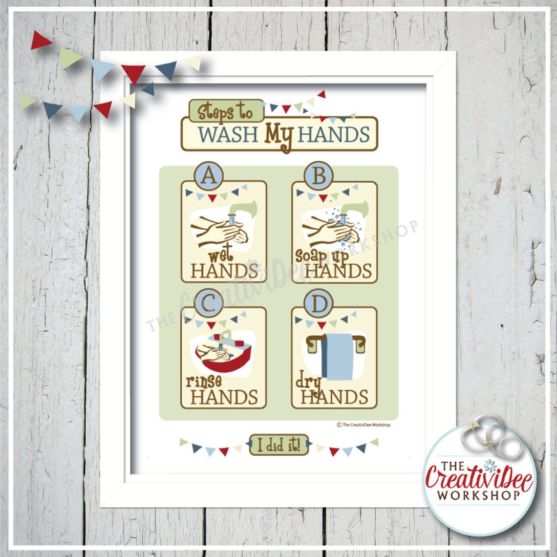 Wash My Hands Chart Blue Children's Charts Classroom - Etsy