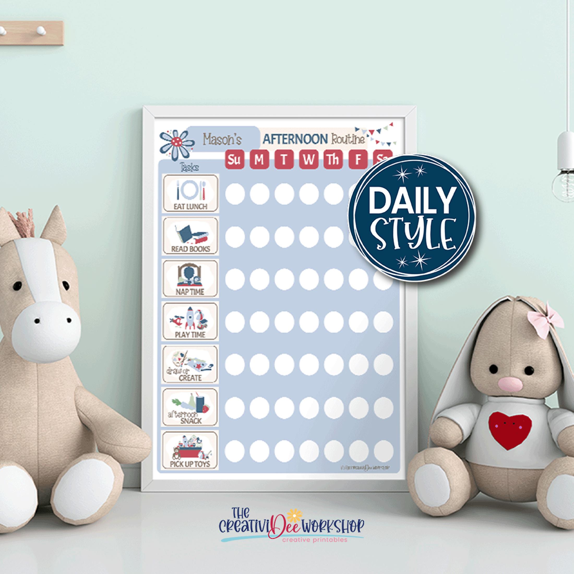 Printable Afternoon Routine Chart for Children With Editable Name - Kid ...