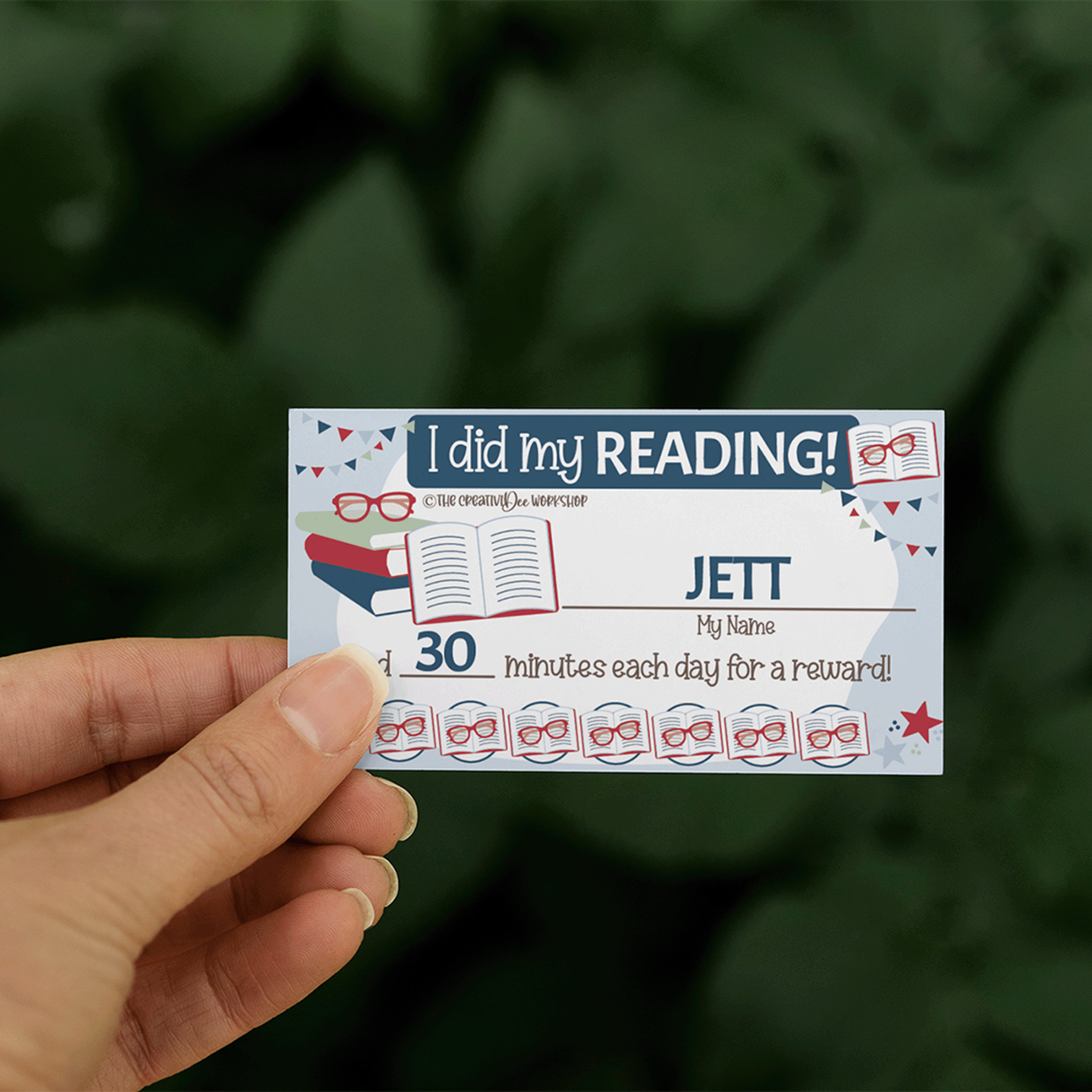 Printable Reading Punch Card for Kids, Blue, Editable Name & Reward ...