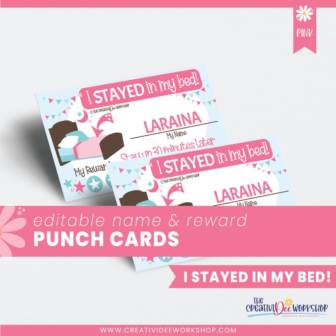 Printable Stayed in My Bed Punch Card for Children, Bedtime Incentive ...