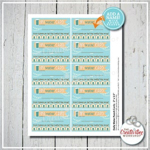 Daily Water Punch Card | Editable Name | Water Tracker | Orange ...