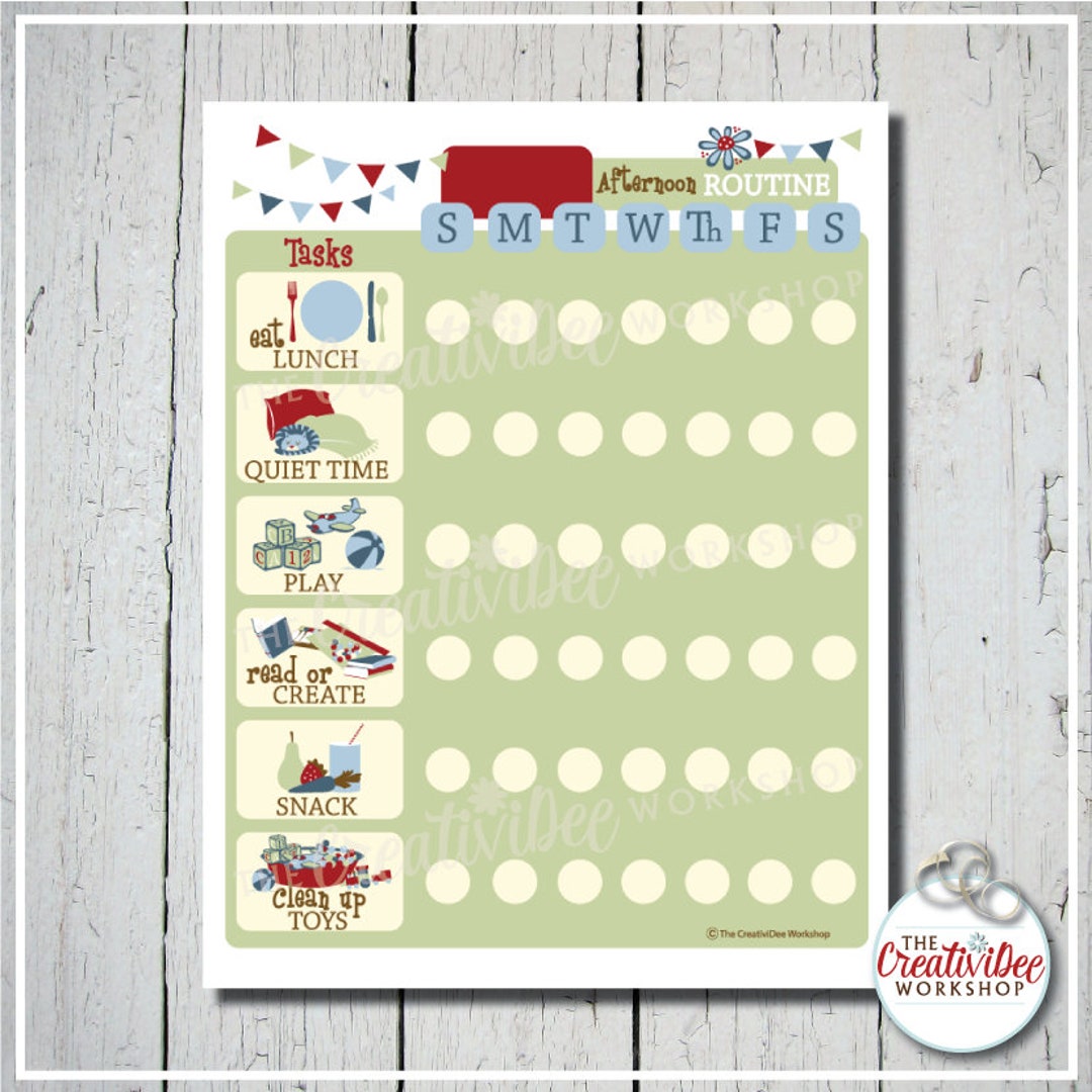 Printable Afternoon Routine Chart With EDITABLE NAME, Children's Daily ...