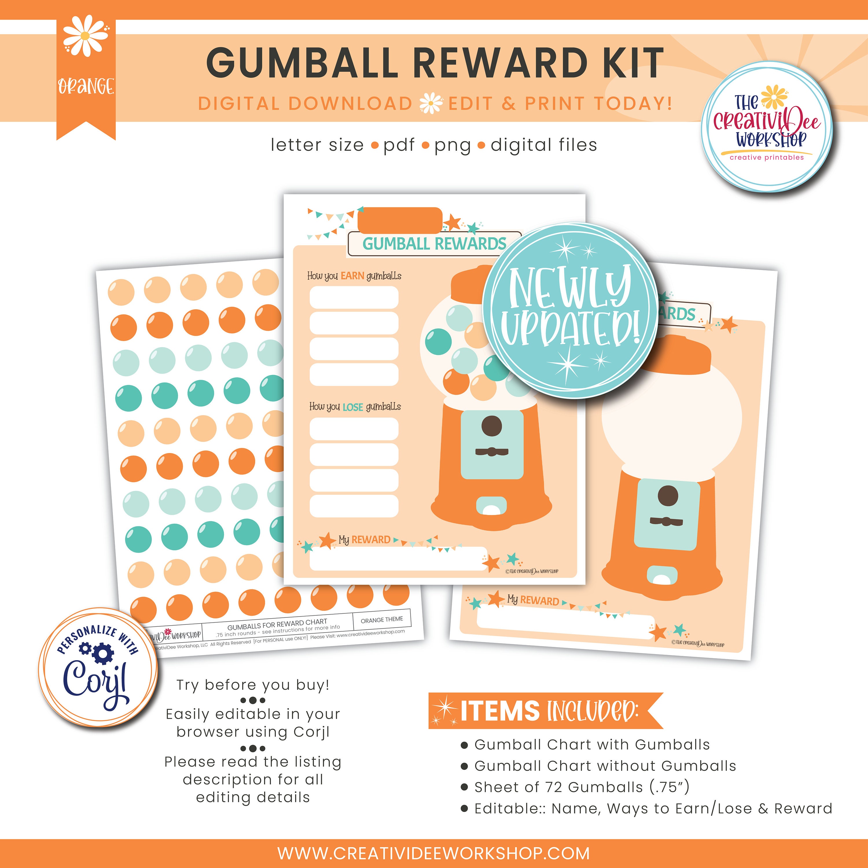 Printable Children's Gumball Reward Chart, Editable, Personalizable ...