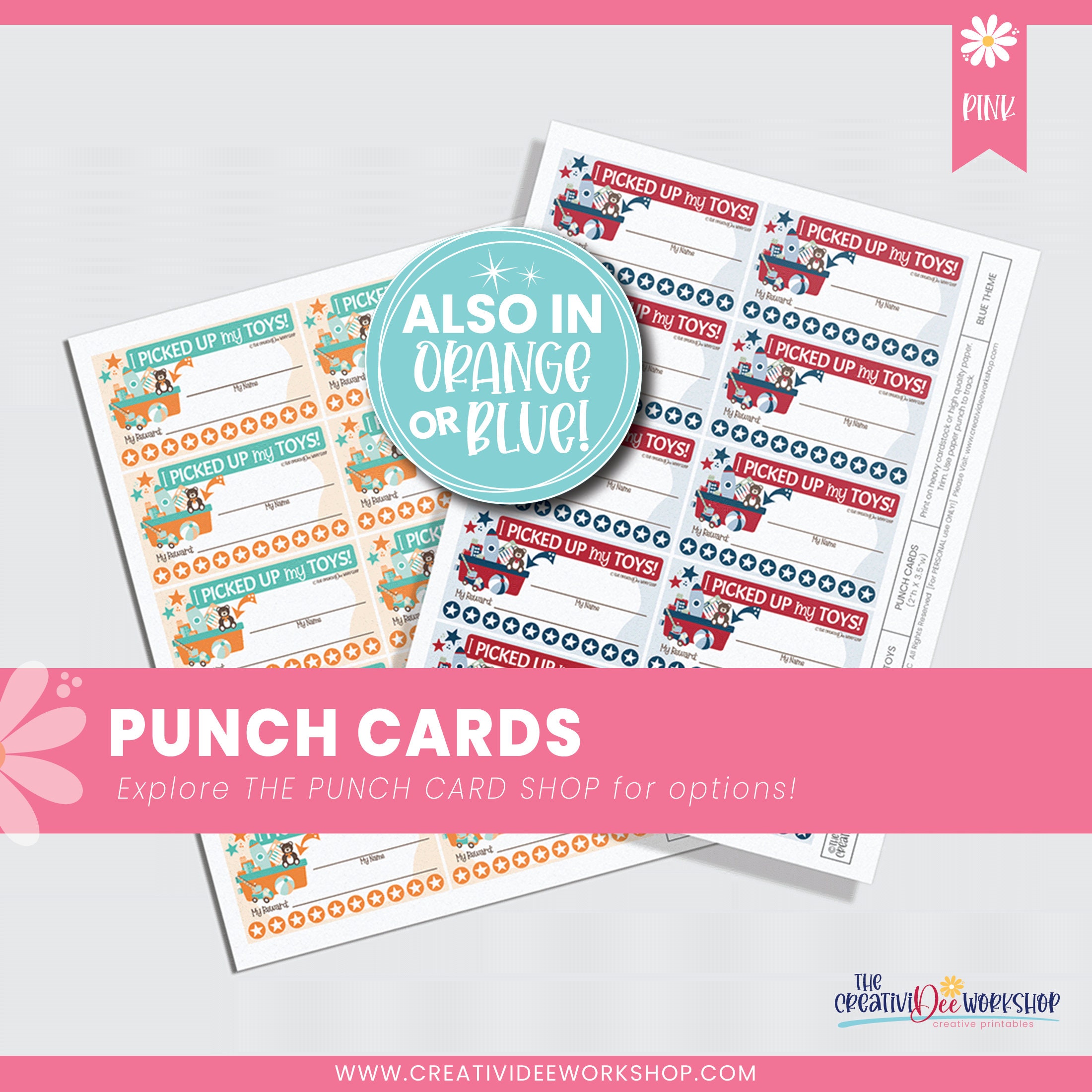 Printable Punch Card for Children, I Picked up My Toys, Editable Name ...