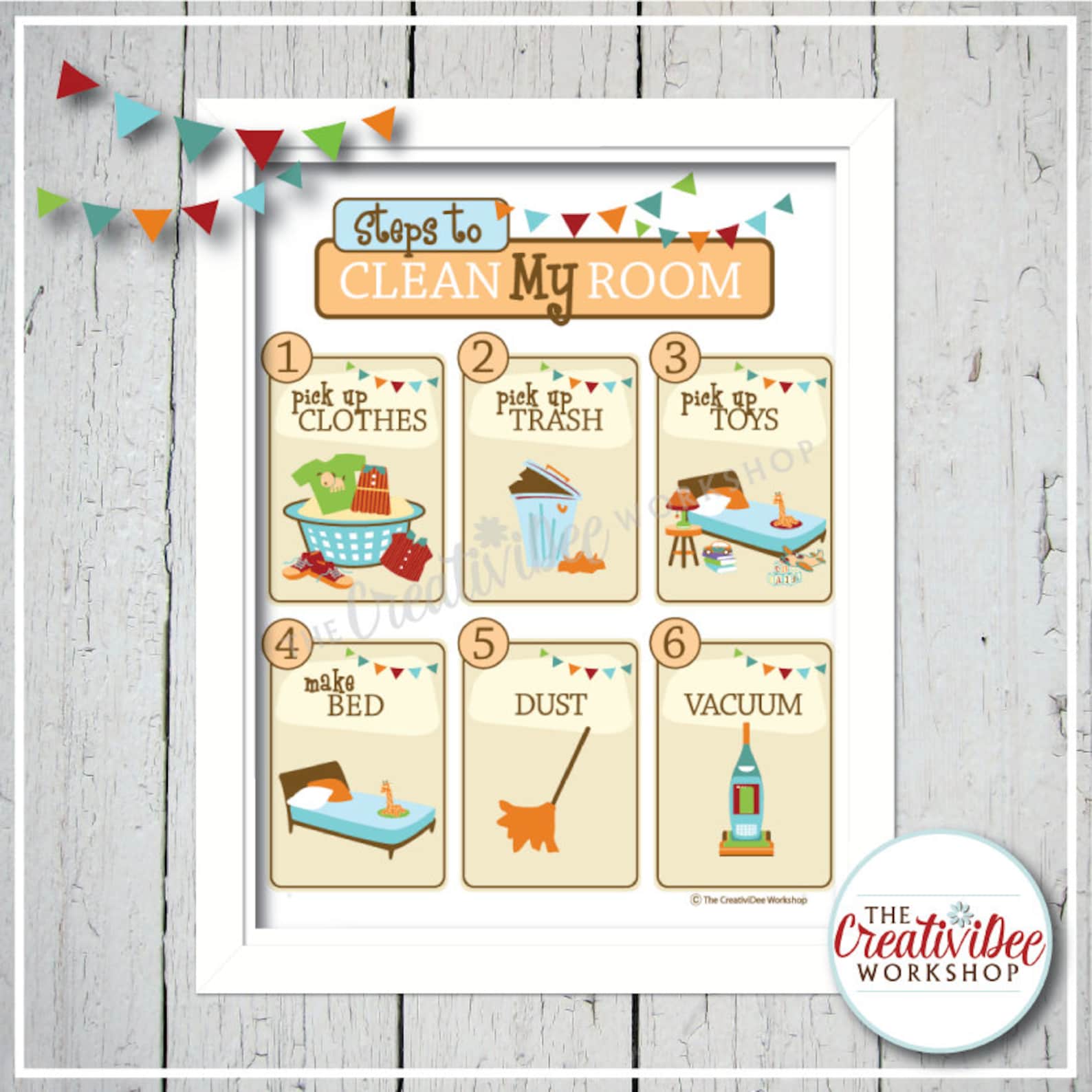 Printable Clean My Room Chart for Kids, Orange - Etsy Canada