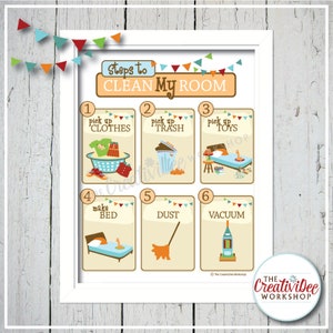 Printable Clean My Room Chart for Kids, Orange - Etsy Canada