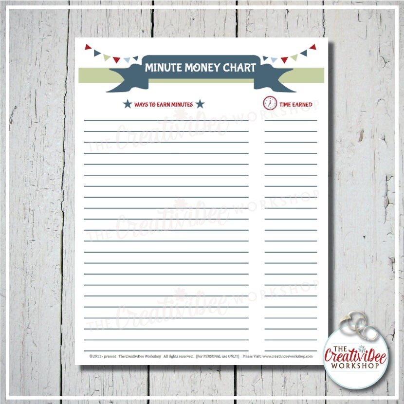 Printable Screen Time Reward Minutes and Chart for Kids, Blue or Boy ...