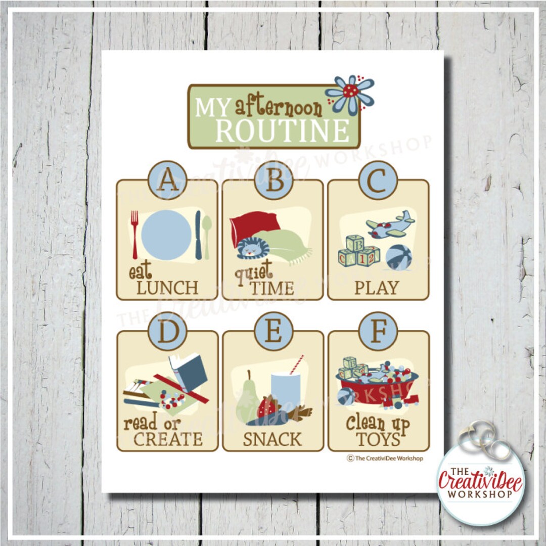 Printable Children's Afternoon Routine Chart, Toddler, Blue - Etsy
