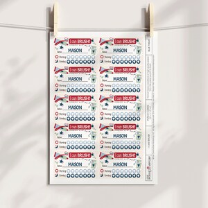 Printable Brush Teeth Punch Card for Children, Editable Name, Blue ...