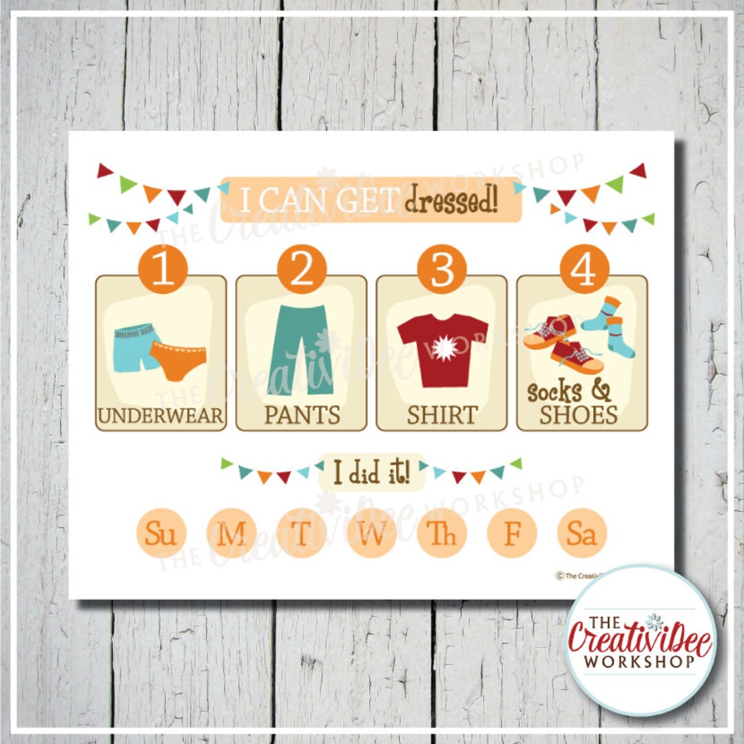 Getting Dressed Chart | Steps to Get Dressed | Children's Chart ...