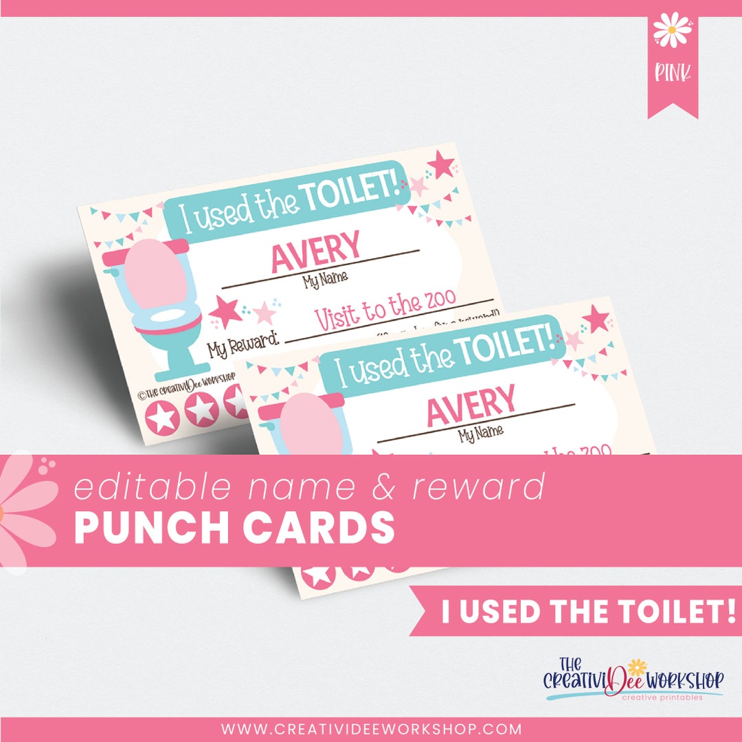 Printable Toilet Training Punch Cards, Editable Name and Reward, Potty ...