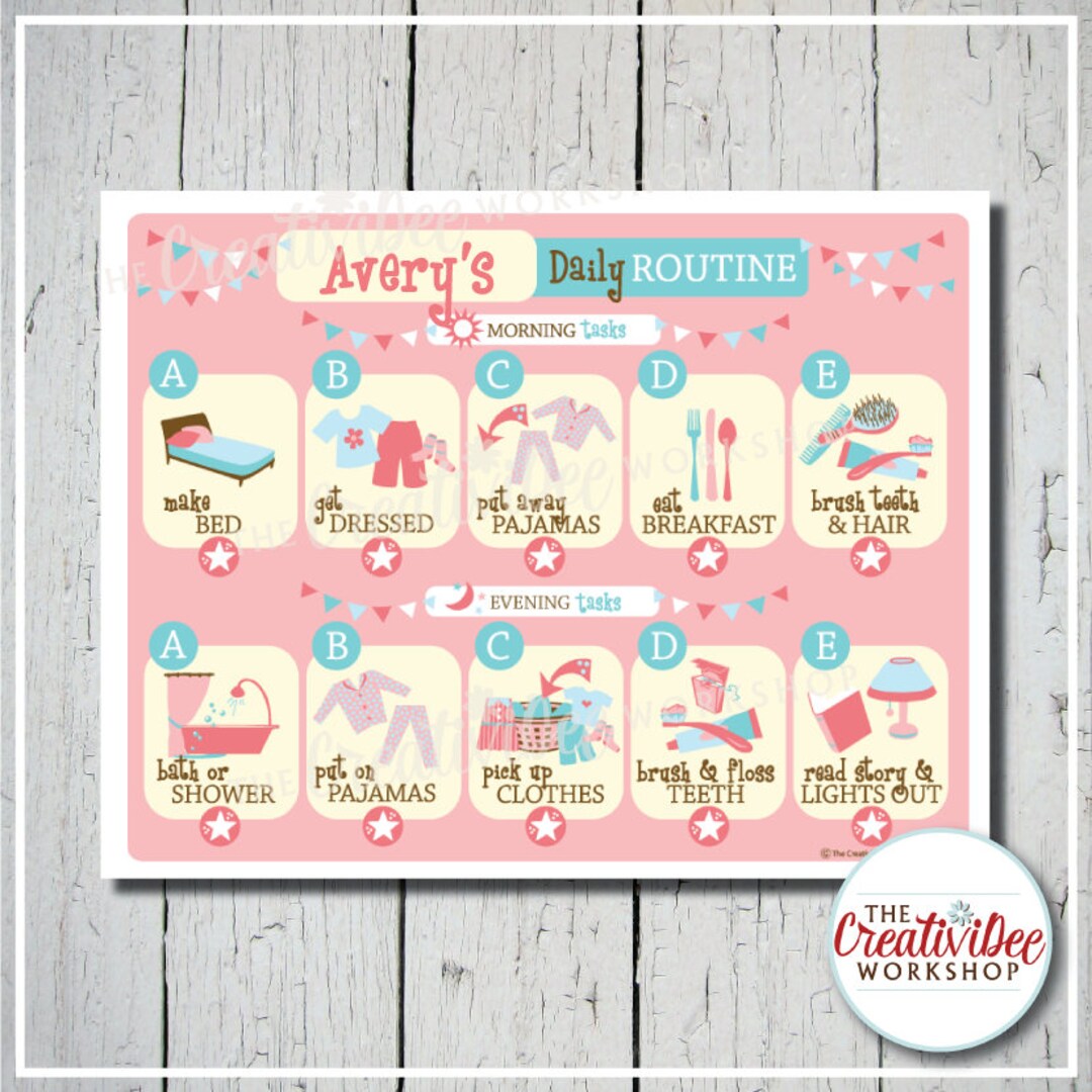 Printable Daily Routine Chart, Morning and Evening Chores for Children ...