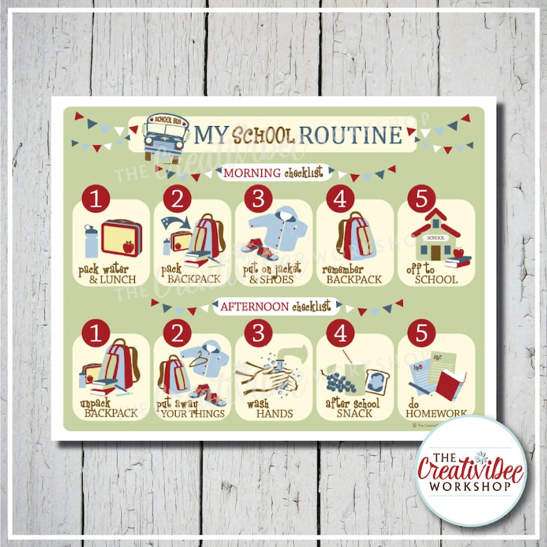 School Routine Chart Before and After School Routine Blue - Etsy