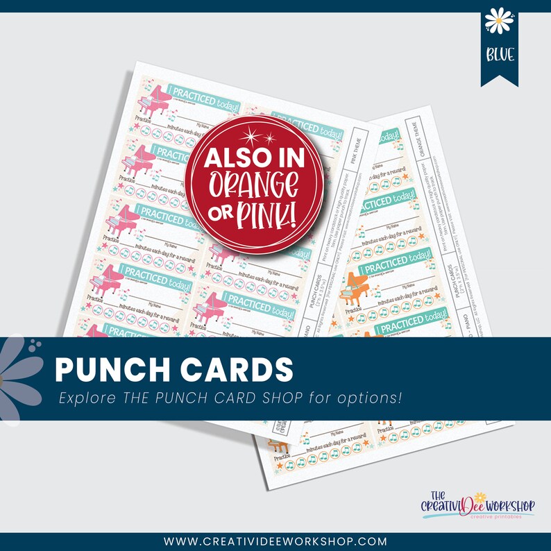 Printable Practice Piano Punch Card, Editable Name and Time, Music ...