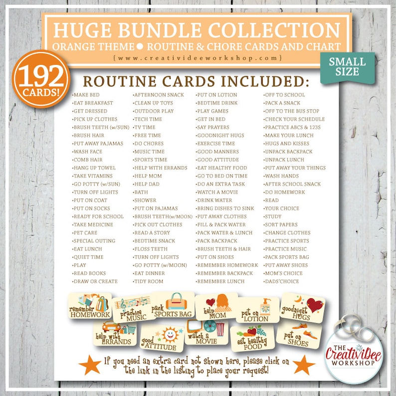 HUGE BUNDLE | Children's Printable Routine AND Chore Cards, 192 Cards ...