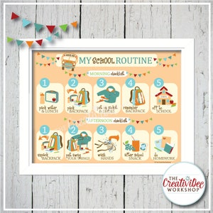 School Routine Chart | Before and After School Routine | Orange ...