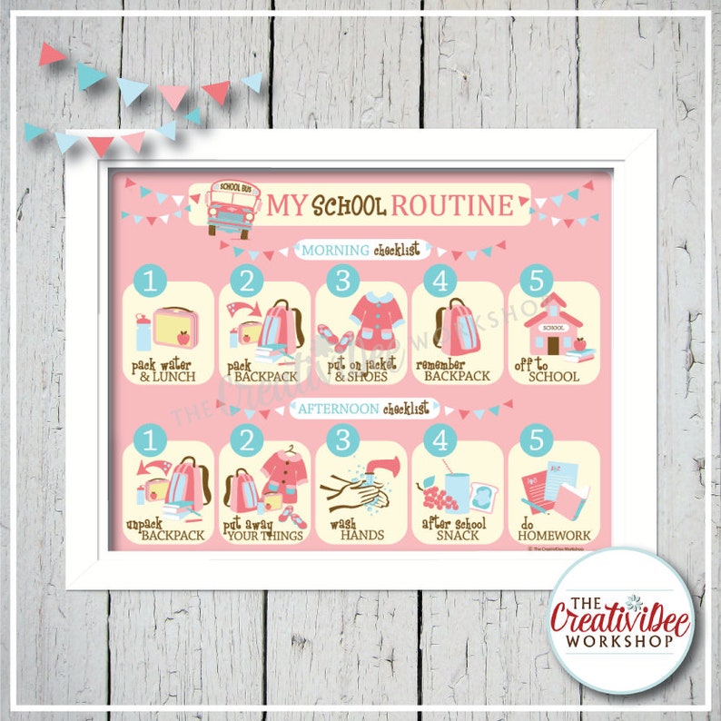 School Routine Chart Before and After School Routine Pink - Etsy Australia