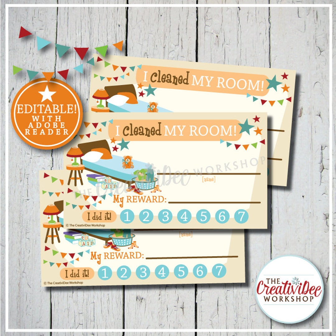 Printable Cleaned My Room Punch Cards, Editable, Orange - Etsy