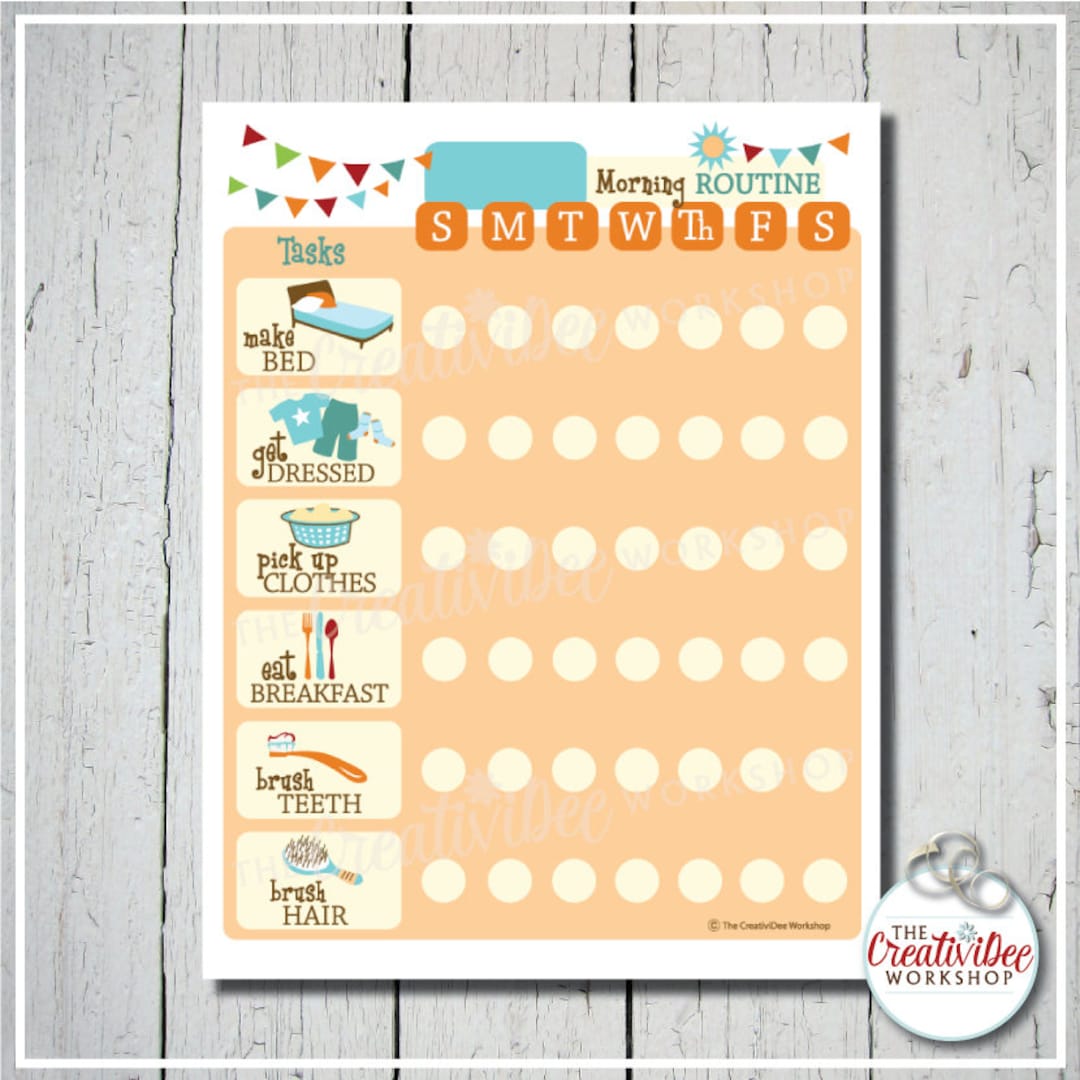 Printable DAILY Morning Routine Chart for Children, EDITABLE NAME ...