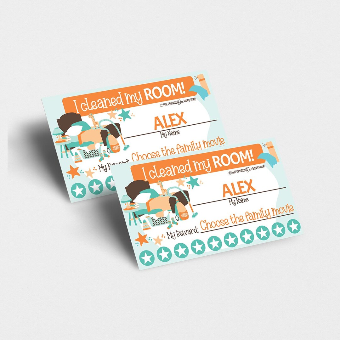 Printable Chore Punch Cards for Children, Editable Name and Reward ...