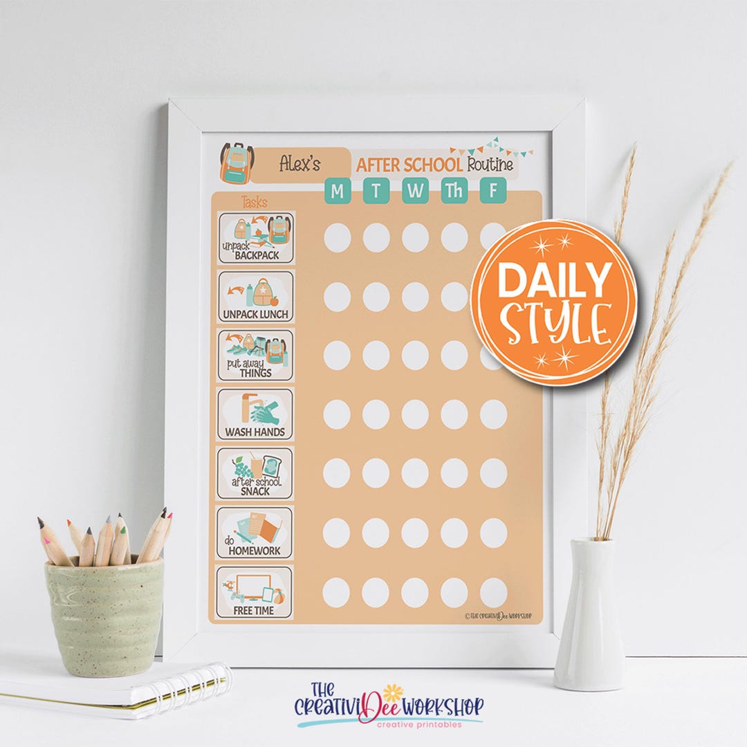 Printable After School Routine Chart - Children's Daily Schedule With ...