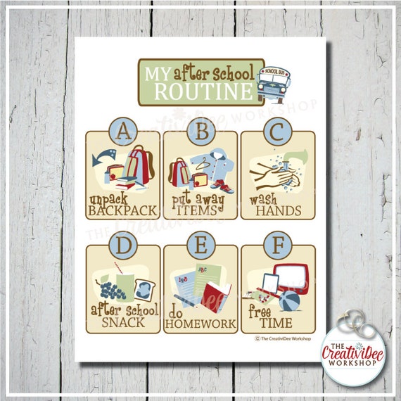 After School Printable Routine Chart for Children Blue | Etsy
