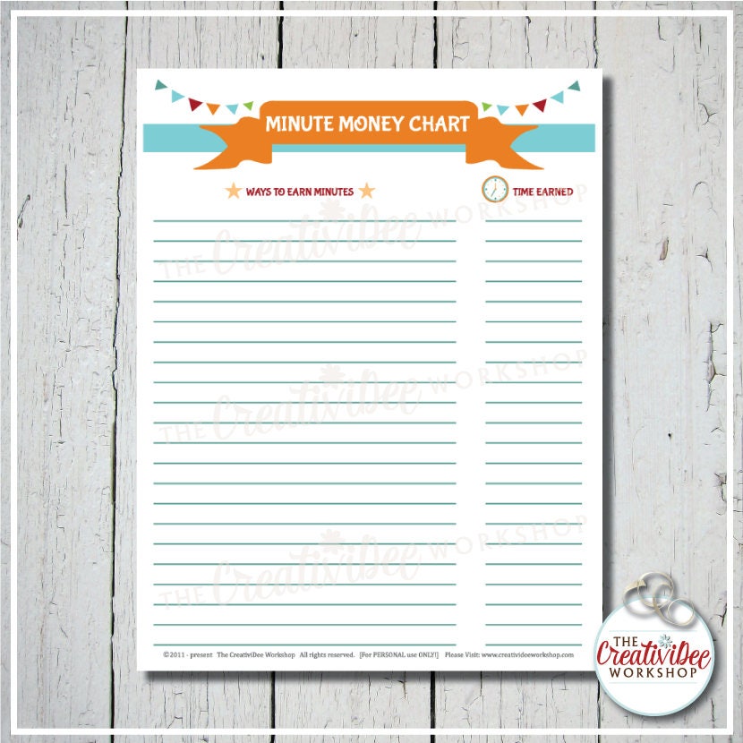 Printable Children's Screen Time Reward Money and Chart | Etsy